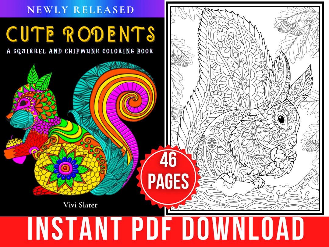 Cute Rodents Coloring Pages | Rodents Coloring Book for Adults and ...