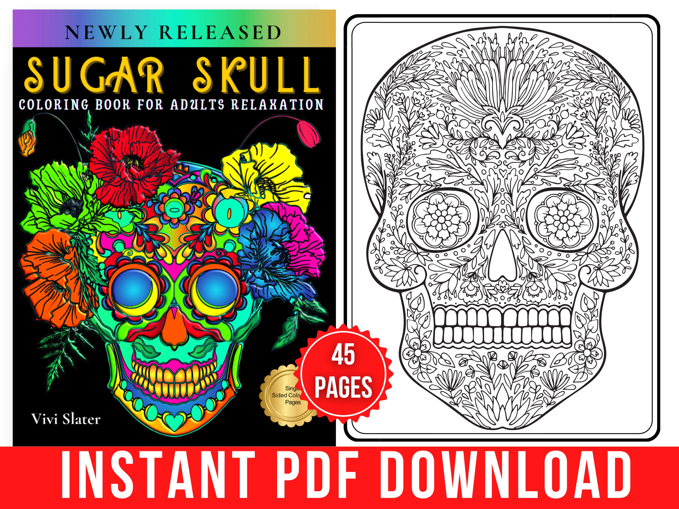 Sugar Skull Coloring Pages | Sugar Skull Coloring Book for Adults and ...