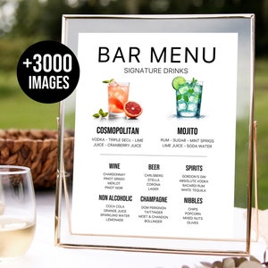 Bar Menu Template Signature Drinks Sign Modern Editable - Etsy