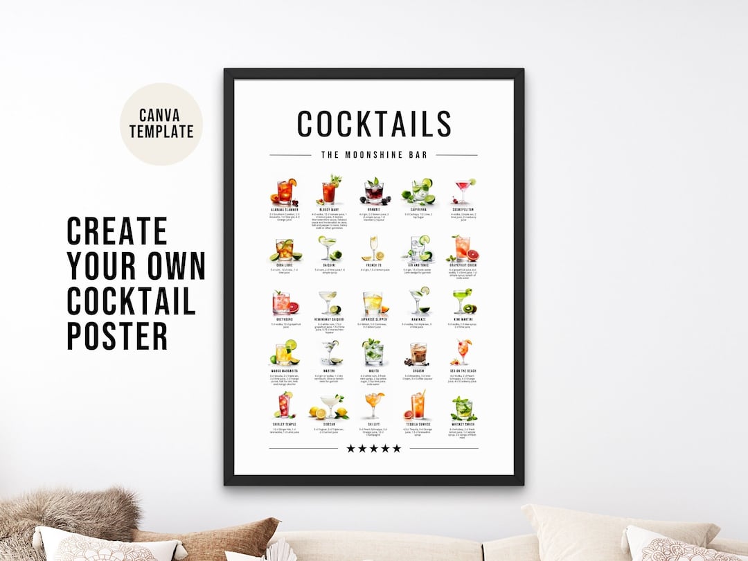 Cocktail Art Poster, Bar Poster, Cocktail Poster Print, Cocktail Recipe ...
