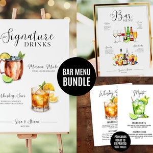 Bar Menu Template Bundle Modern Signature Drink Template Cocktail ...