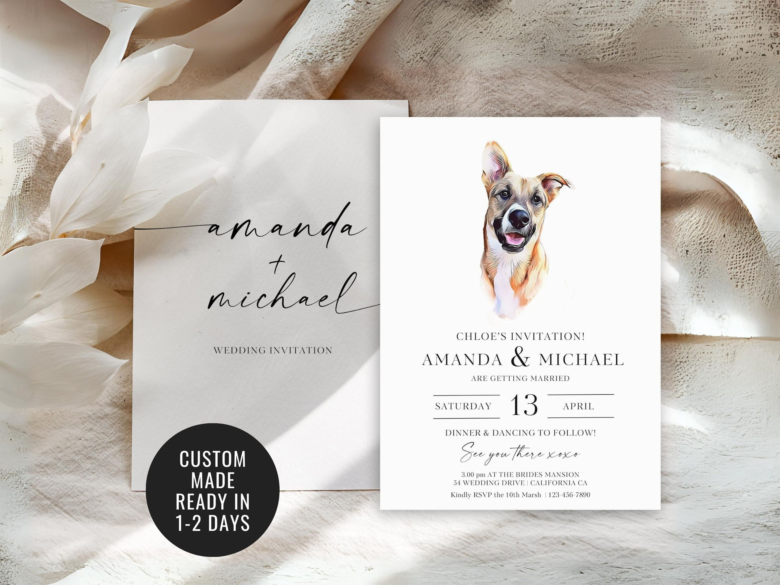 Handmade Dog Invitations Custom Dog Birthday Pink Paw Prints Pet Photo