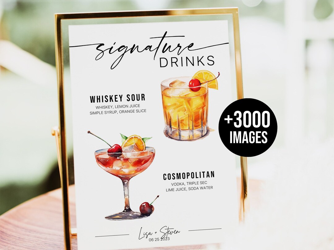 Signature Drink Sign, Signature Drink Sign Wedding, Signature Drink ...