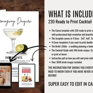 Cocktail Recipe Cards Template Drink Recipe Cards Instant Download ...