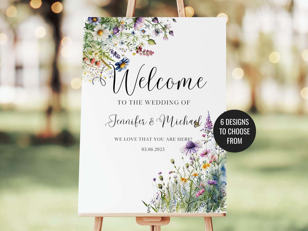 Wildflower Welcome Sign for Weddings, Wildflower Sign, Weddings ...
