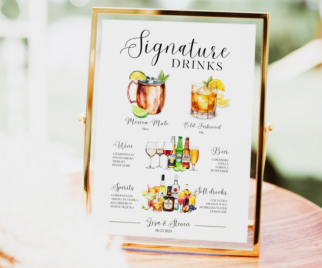 Bar Menu Template Signature Drink Menu Modern Editable Drink Menu ...