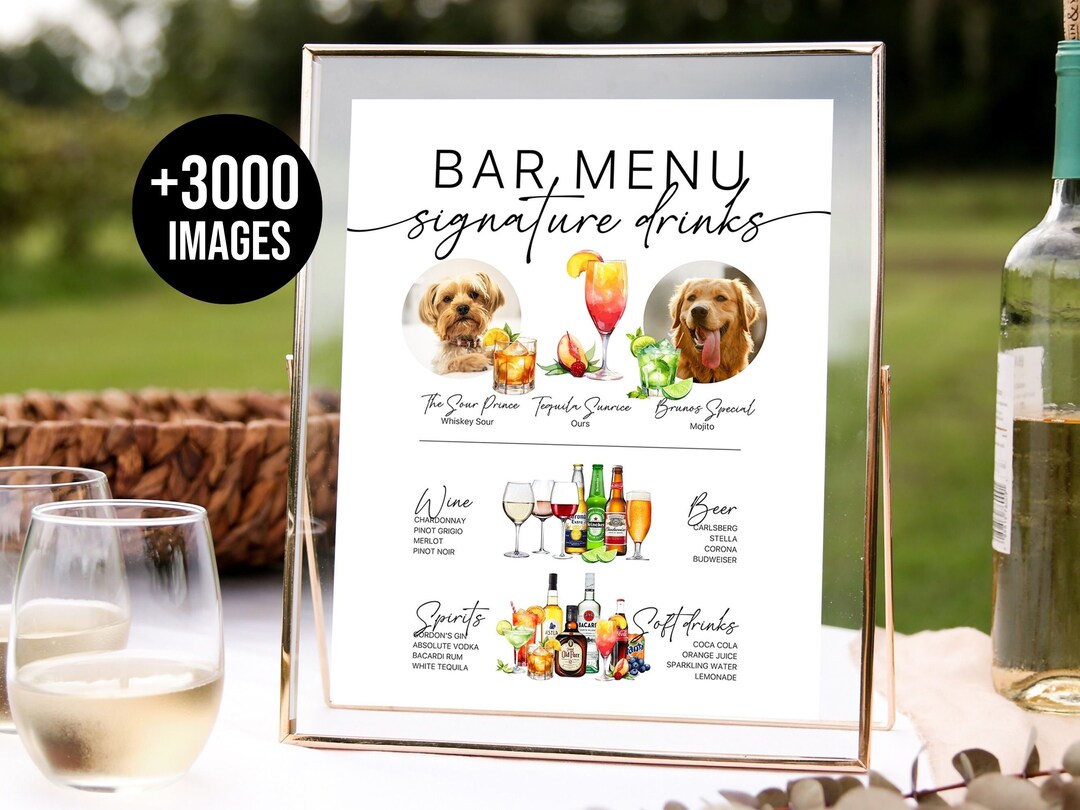 Pet Signature Drink Sign Dog Signature Cocktail Sign Signature Drink ...