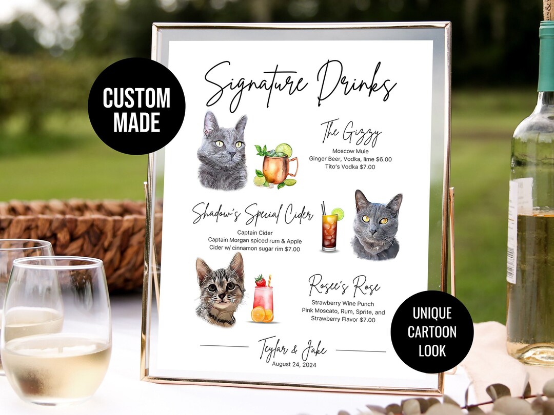Pet Signature Drink Sign Wedding Bar Menu Digital Printable Pet ...