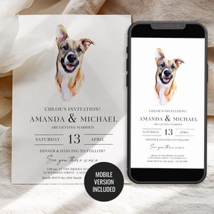 Pet Wedding Invitation Card, Dog Wedding Invites, Custom Pet Wedding ...