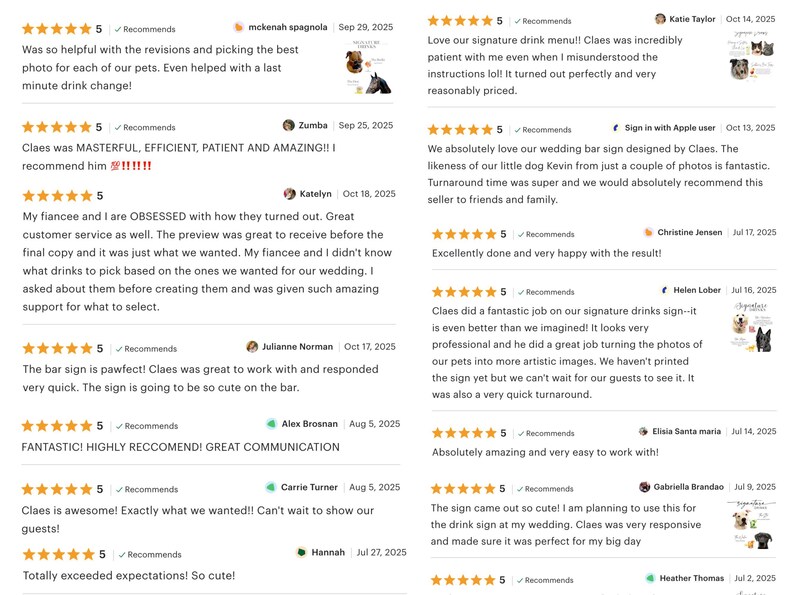 Pet Wedding Bar Sign: Dog Signature Drinks (digital Download) - Etsy