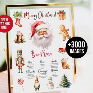 Bar Menu, Christmas Party, Bar Menu Sign, Bar Menu Template, Holiday ...