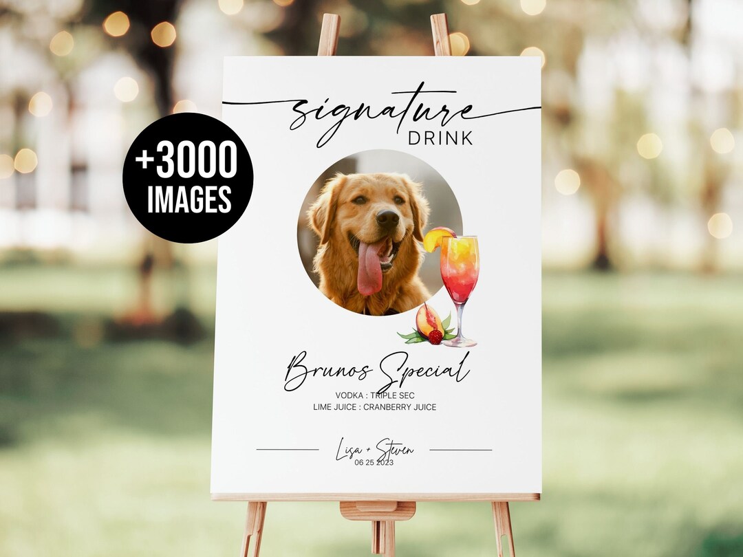 Dog Signature Drink Sign Signature Drink Sign With Pet Pet Signature ...