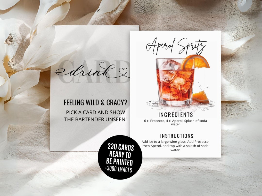 Cocktail Recipe Cards Template, Drink Recipe Cards, Instant Download ...