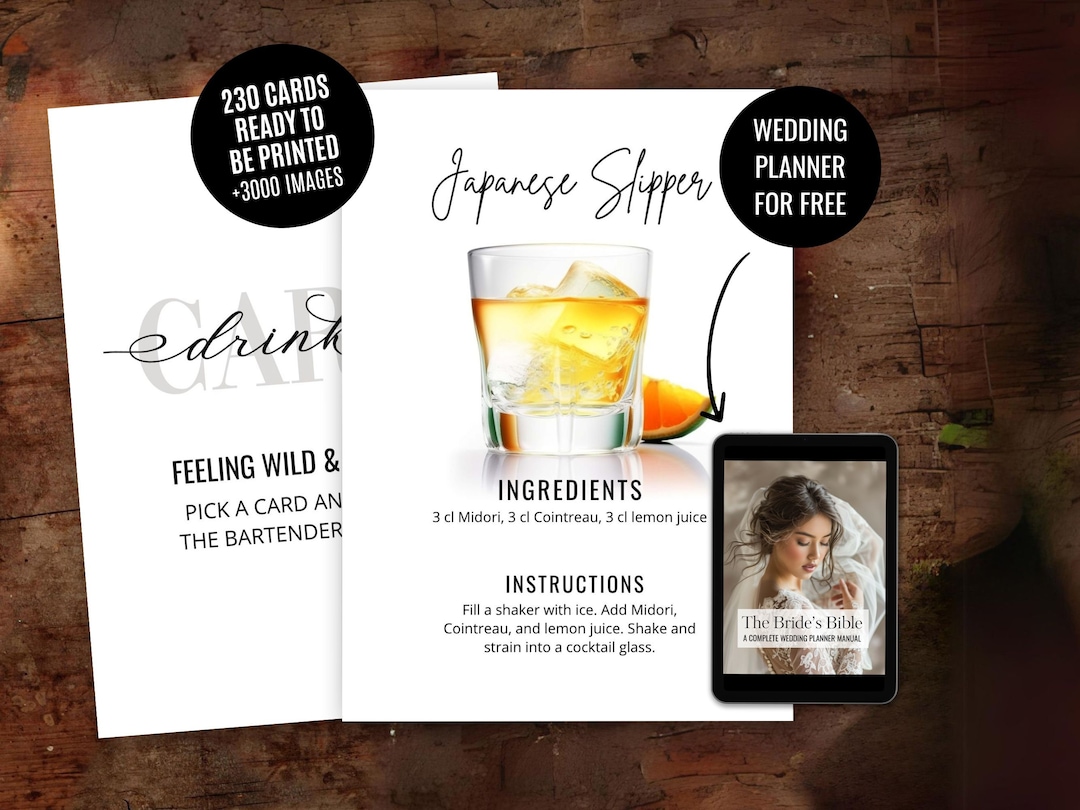 Cocktail Recipe Cards Template Drink Recipe Cards Instant Download ...