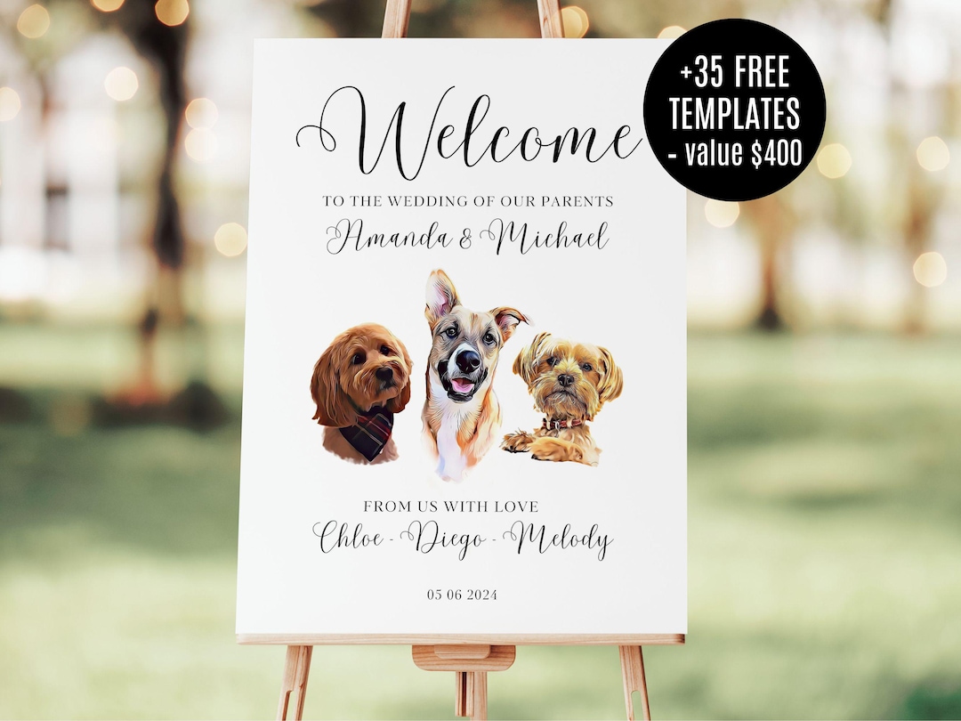 Pet Wedding Welcome Sign Dog Personalized Wedding Sign Custom Wedding ...