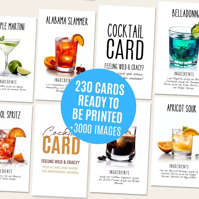 Cocktail Cards - Etsy