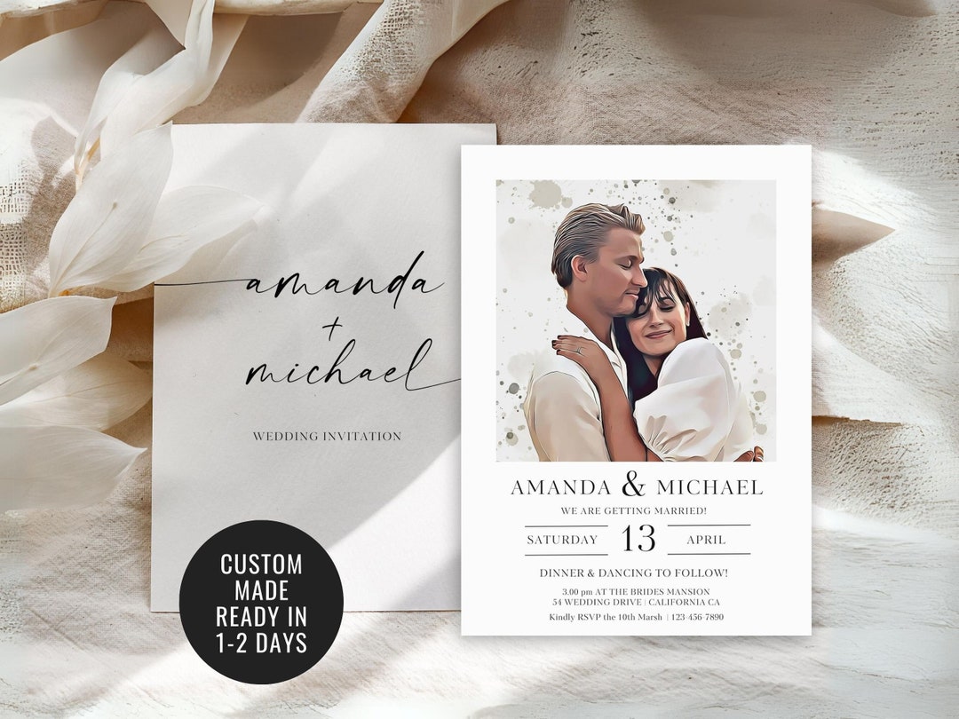 Custom Wedding Invitation Card With Photo Wedding Invites With Custom ...