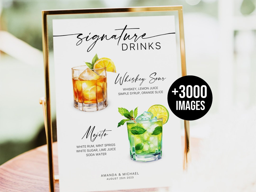 Wedding Bar Sign Signature Drink Sign Wedding Bar Menu Wedding Bar ...