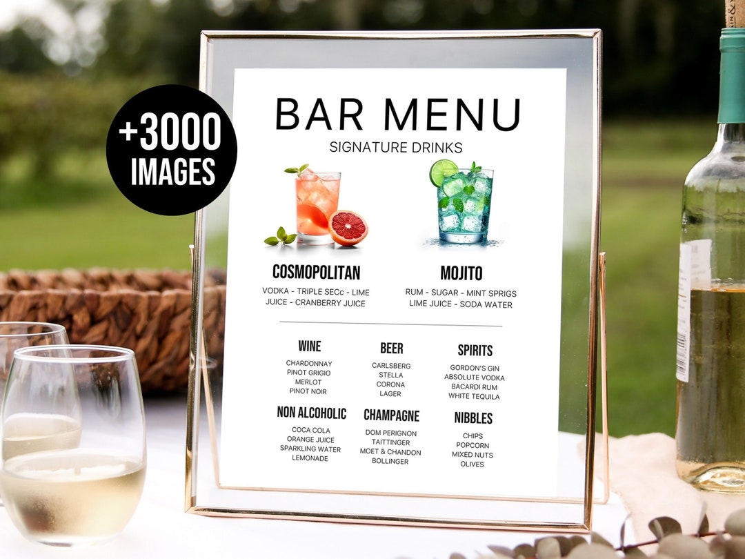 Bar Menu Template, Signature Drinks Sign, Modern Editable Drink Menu ...