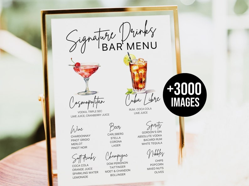 Bar Menu Template Modern Editable Drink Menu Template - Etsy