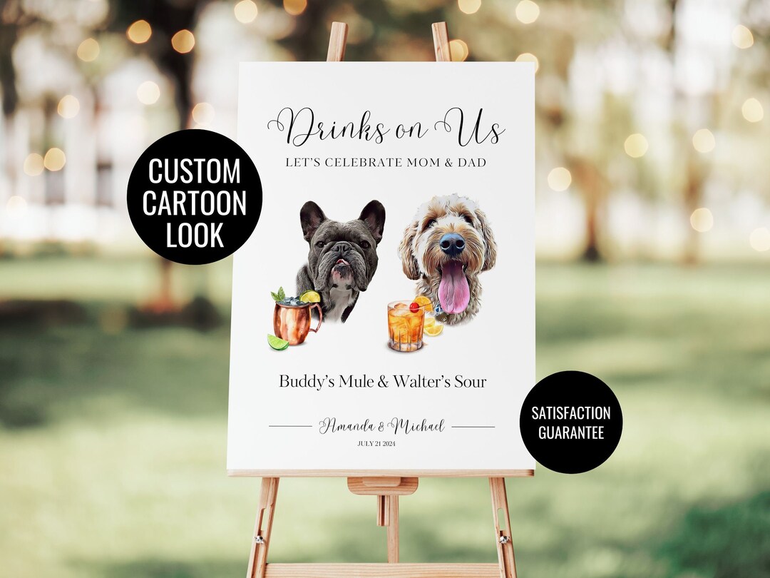 Pet Welcome Sign With Signature Drink Sign Pets Custom Welcome Sign ...