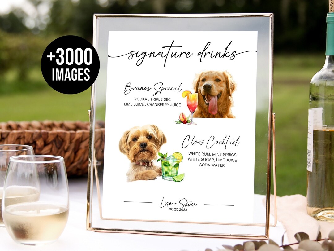 Dog Signature Drink Sign Signature Drink Sign With Pet Pet Signature ...