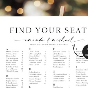 Wedding Seating Chart Wedding Checklists Seating Sign Alphabetical ...