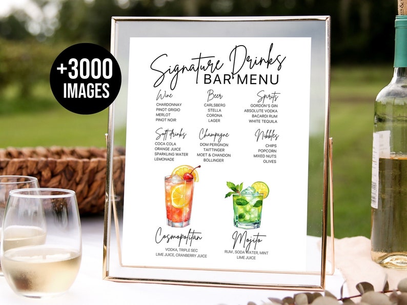 Bar Menu Template Modern Editable Drink Menu Template - Etsy