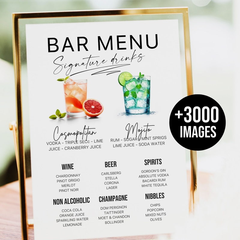Bar Menu Template - Etsy