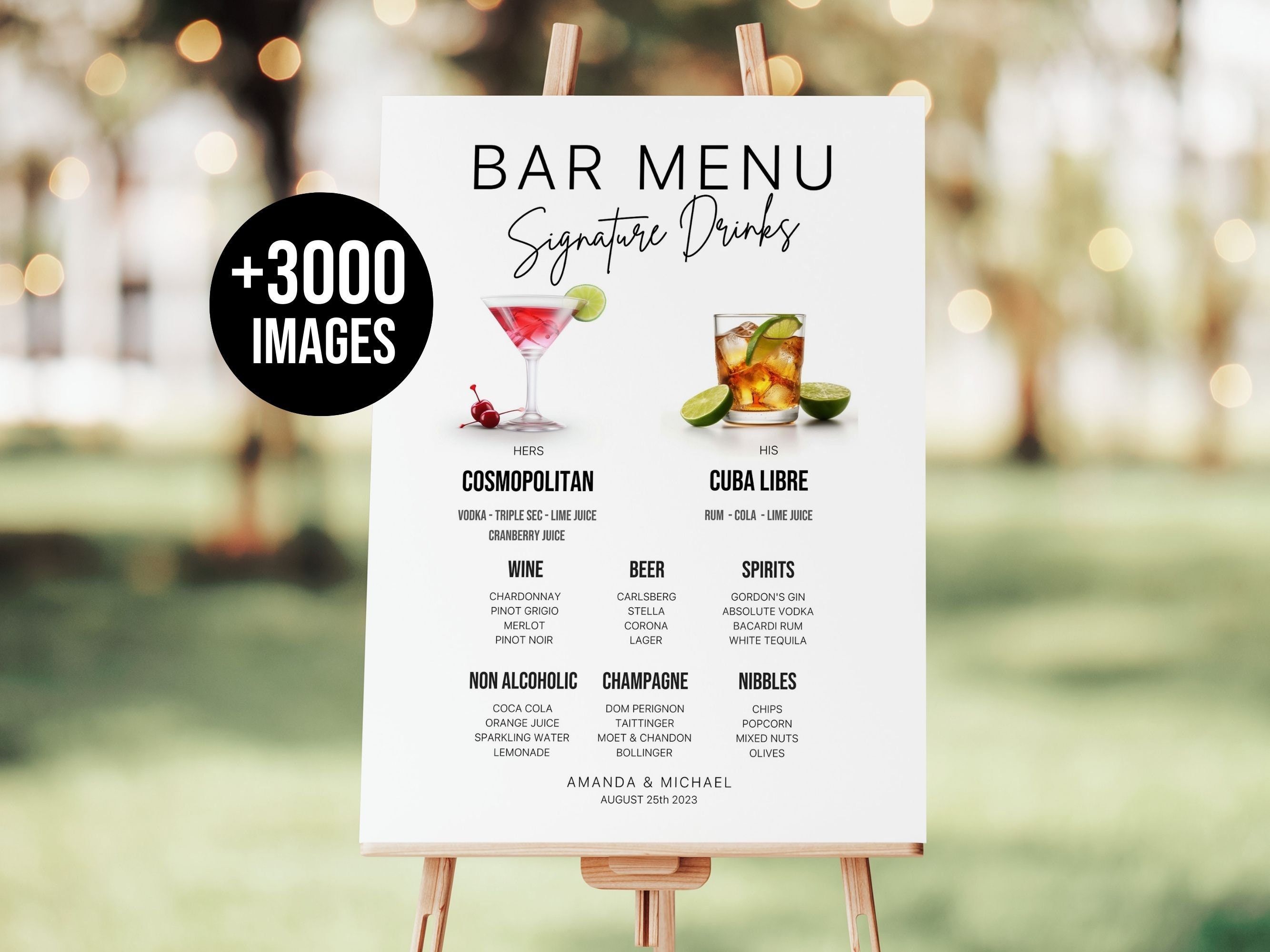Bar Menu Template Signature Drinks Sign Minimalist Printable - Etsy