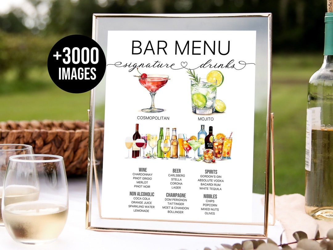 Signature Drinks Sign Bar Menu Template Modern Editable - Etsy