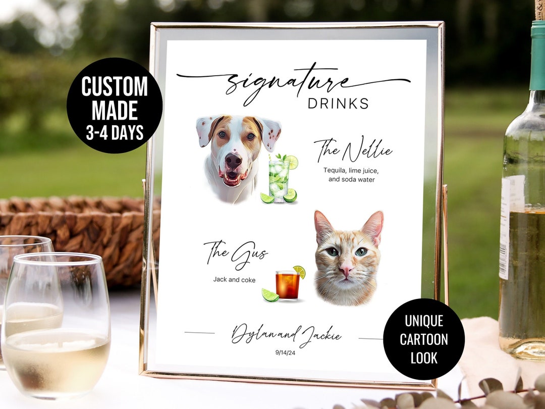 Signature Drink Sign With Pets Pet Signature Drink Menu Custom Bar Menu ...
