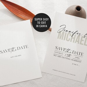 Modern Save the Date Template With Photo and Elegant Glyph Fonts ...