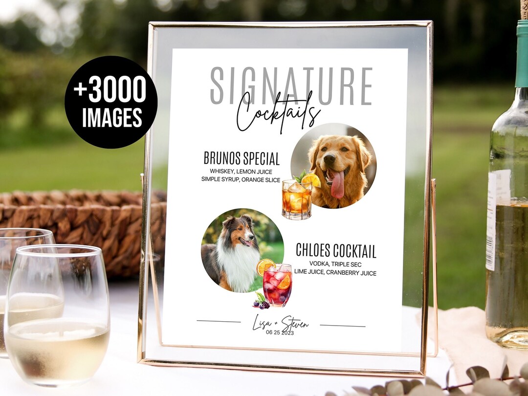Pet Signature Cocktail Sign Wedding Bar Sign Dog Pet Signs - Etsy