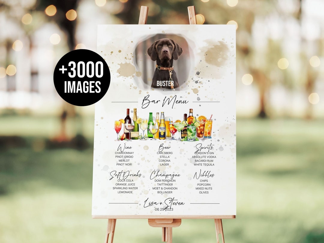Bar Sign Pet Photo Dog Bar Menu Pet Bar Sign Pet Portrait - Etsy