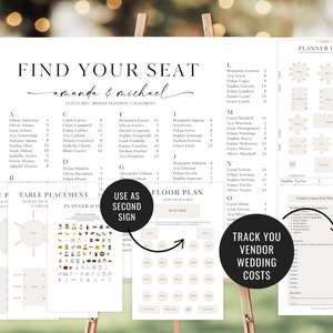 Wedding Seating Chart Wedding Checklists Seating Sign Alphabetical ...
