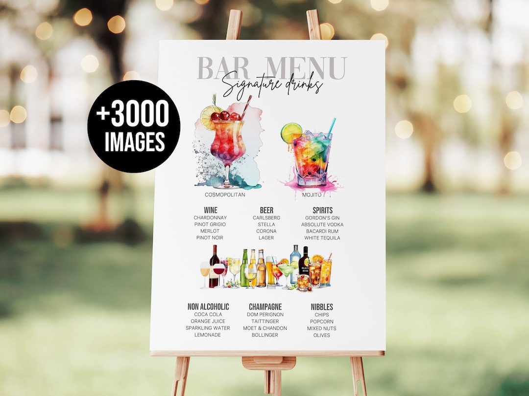 Signature Drink Sign Bar Menu Template Wedding Signature Drink Sign ...