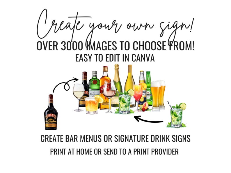 Signature Drink Sign Bar Menu Template Minimalist Printable - Etsy