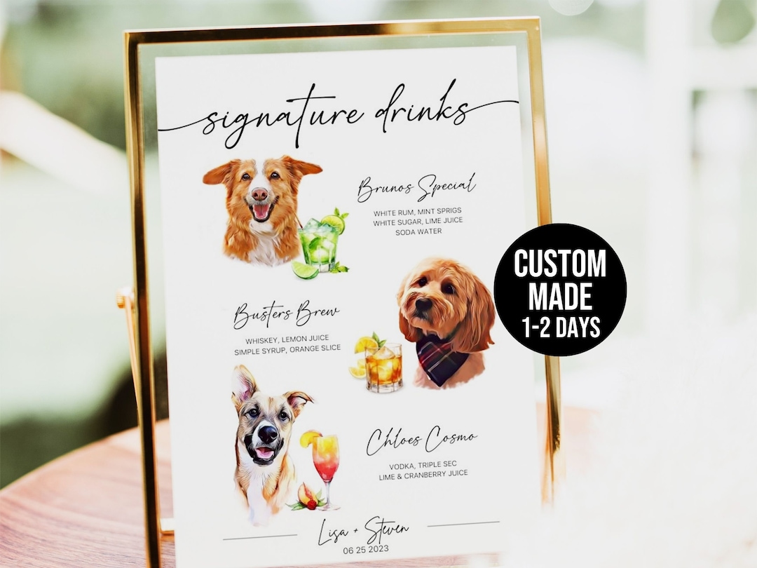 Pet Signature Drink Sign With Photo Custom Pet Bar Sign With Photo Dog ...