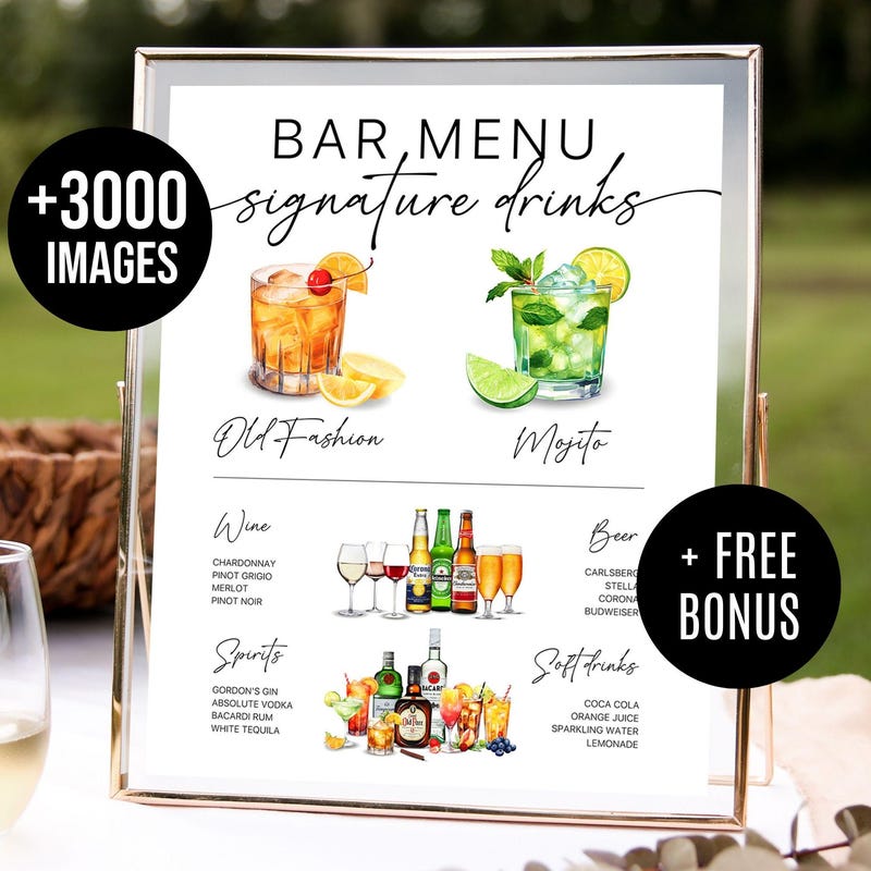 Bar Menu Template - Etsy