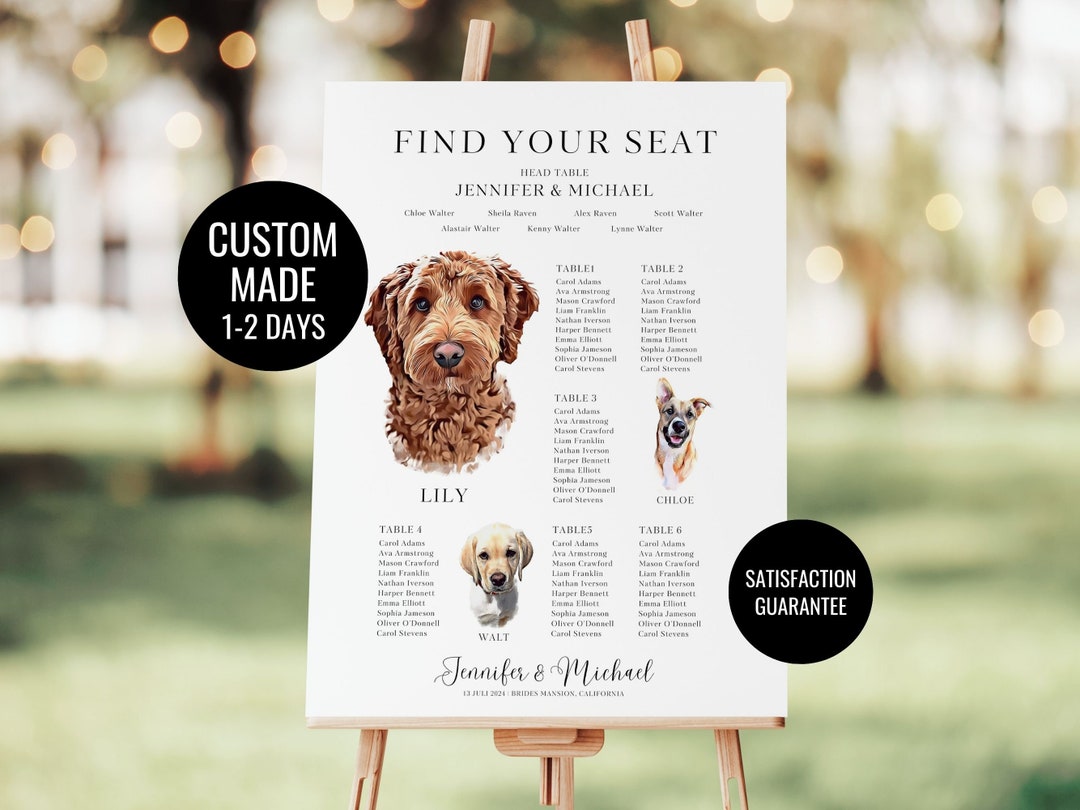 Custom Pet Seating Chart, Dog Seating Chart Sign, Custom Seating Chart ...