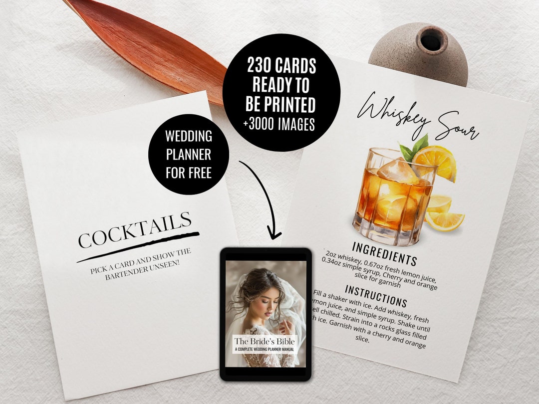 Editable Drink Recipe Cards Cocktail Recipe Cards Template Cocktail ...