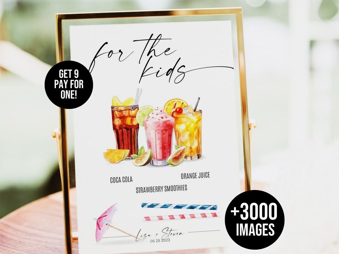 Kids Signature Drink Sign, His and Her Drinks, Children Drink Menu Sign ...