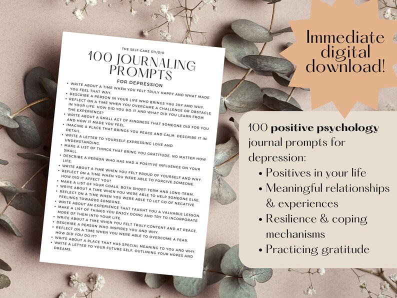 100 Journal Prompts for Depression, Sadness / Depression and Mental ...