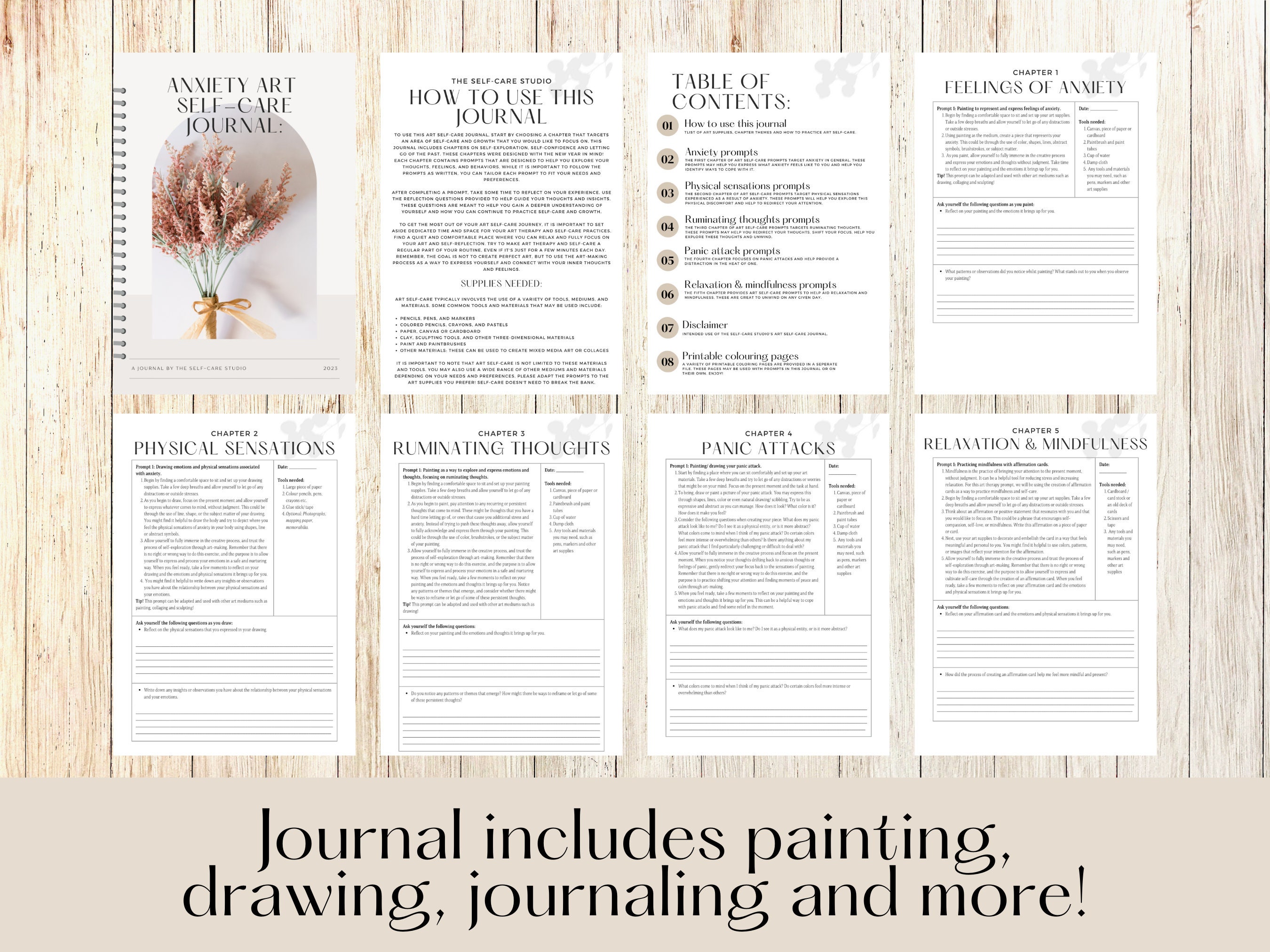 Art Therapy Anxiety Journal, Art Therapy Prompts, Mental Health Journal ...