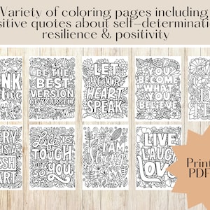 Positive Quotes Coloring Book/pages for Self-compassion, Self ...
