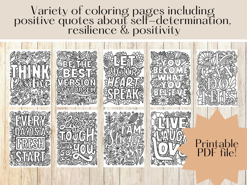 Positive Quotes Coloring Book/pages for Self-compassion, Self ...