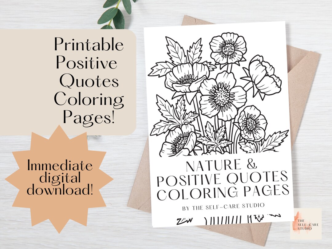 Nature & Positive Quotes Coloring Pages Pdf Printable, Coloring Book ...