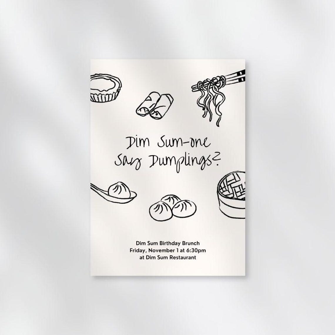 Dim Sum Birthday Party Invitation Template | Hand Drawn Illustrations ...