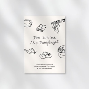 Dim Sum Birthday Party Invitation Template | Hand Drawn Illustrations ...